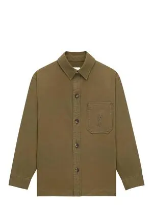 Saint Laurent Cotton-linen Cassandre Overshirt - Green