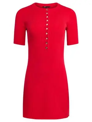 Maje Cotton-blend Ribbed Mini Dress - Red