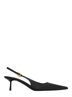 Saint Laurent Leather Vendome Slingbacks 50 - Black