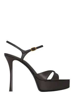 Saint Laurent Leather Debbie Platform Sandals 85 - Brown