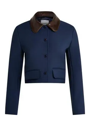 Sandro Contrast-collar Cropped Jacket - Blue