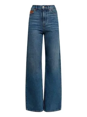 Maje Wide-leg Jeans With Chain Belt - Blue