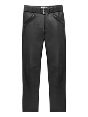 SAINT LAURENT Leather Belted Trousers
