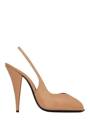 Saint Laurent Leather Page Peep Toe Sandals 110 - Brown