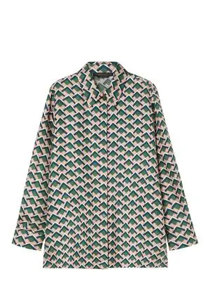 Marina Rinaldi Silk Geometric Print Shirt - Blue