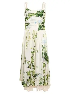 Alice + Olivia Floral Haven Midi Dress - Ivory