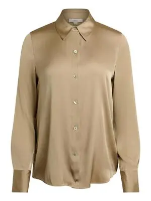 Vince Silk Classic Shirt - Beige