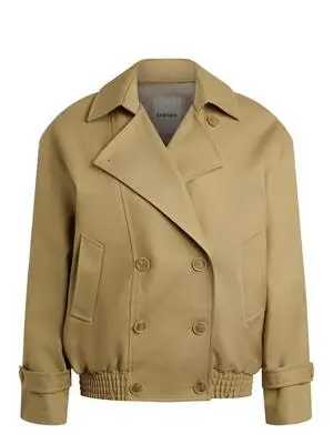 SANDRO Cotton Oversized Short Trench Coat