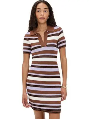 LE BOP Striped Boucle Mini Dress - Toffee/lilac