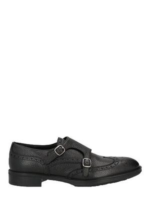 DOUCAL'S Leather Monk Strap Loafers - Black