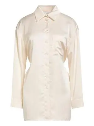 CARACTÈRE Long Sleeve Satin Shirt - White