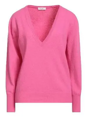 FILBEC Knitted V-neck Lightweight Sweater - Pink