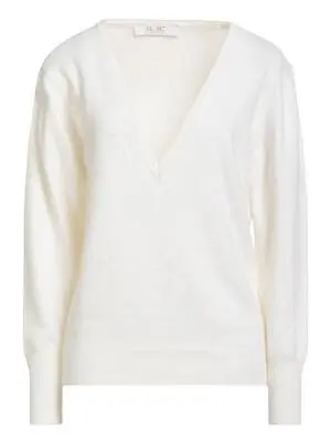 FILBEC Knitted V-neck Lightweight Sweater - White