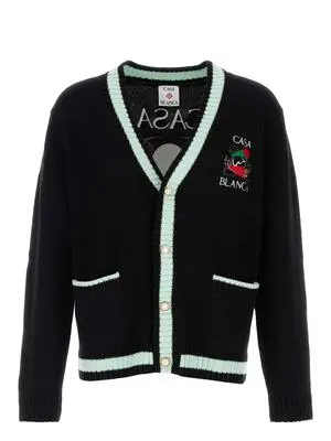 Casablanca Merino And Cashmere Embroidery Cardigan - Stacasmoutem