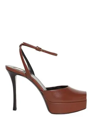 Saint Laurent La Scandale Peep Toe Pump - Brown