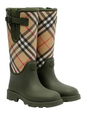 Burberry Marsh Check Rain Boots Green