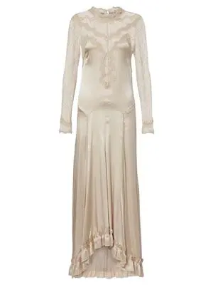 Isabel Marant Dolores Lace-trimmed Silk-blend Gown - Beige