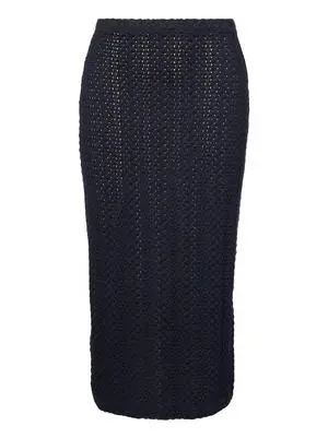 Vince Knitted Cotton Pencil Skirt - Blue