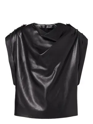 BALMAIN Draped Faux Leather Top