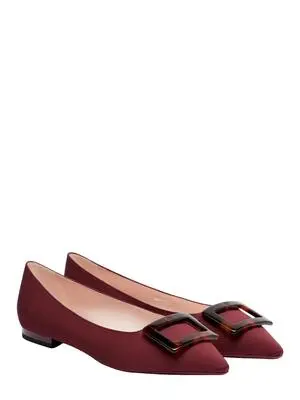 ROGER VIVIER Gommettine Grosgrain Ballet Flats - Burgundy