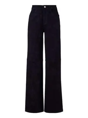 Stouls Mytheo High-rise Wide-leg Suede Pants - Blue