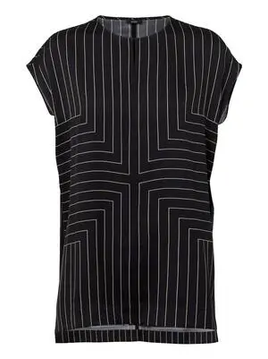 JOSEPH Louison Striped Silk-blend Top - Black