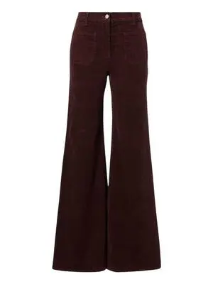 NILI LOTAN Florence Corduroy Wide-Leg Pants Burgundy