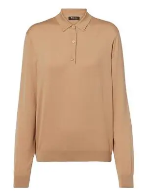 Loro Piana Ice Wish Cotton Polo Sweater - Beige