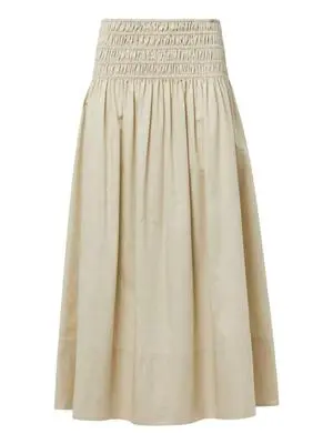 JOSEPH Leonie Ruched Midi Skirt - Beige