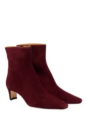 Staud Wally 55 Suede Ankle Boots - Burgundy