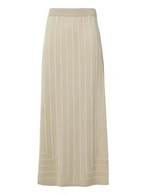 JOSEPH Striped Cotton And Silk Maxi Skirt - Beige
