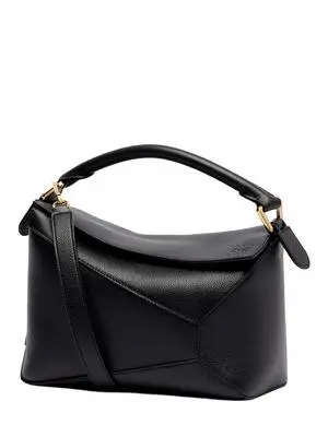 Loewe Puzzle Edge Small Leather Tote Bag - Black