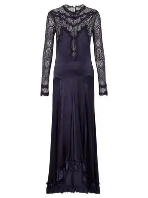 Isabel Marant Dolores Lace-trimmed Silk-blend Gown - Blue