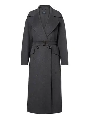 Max Mara Belted Virgin Wool Coat - Grey