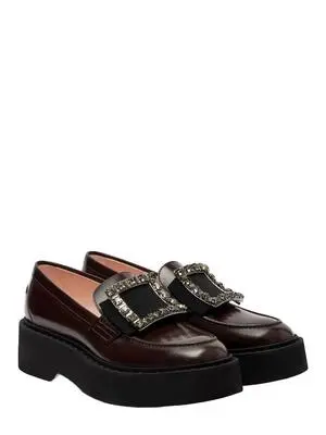 ROGER VIVIER Viv' Rangers Leather Platform Loafers - Black