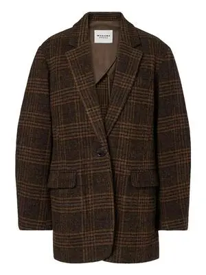 MARANT ETOILE Gesina Checked Virgin Wool Blazer - Brown