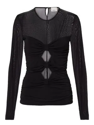 Isabel Marant Gladice Cutout Gathered Jersey Top - Black