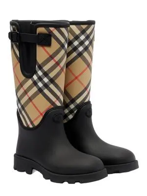 Burberry Marsh Check Rain Boots - Black