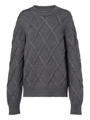 JIL SANDER Cable-knit Virgin Wool Sweater - Grey