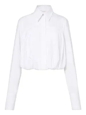 Sportmax Zemira Cropped Cotton Poplin Shirt - White