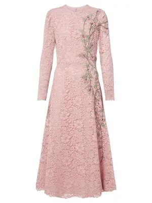 Costarellos Marlena Embroidered Lace Midi Dress - Pink