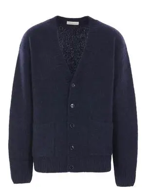 Dries Van Noten Oversized Alpaca And Wool Blend Cardigan - Blue