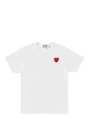 Comme Des Garçons Play Rhinestone Heart P1t801 T-shirt - White/red