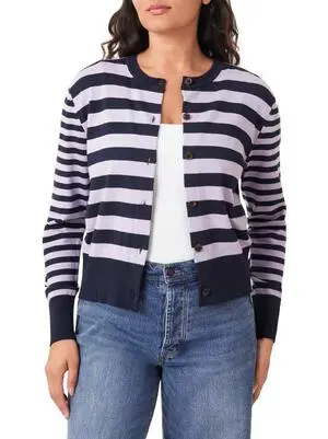 Scotch & Soda Striped Fine-gauge Cardigan - Sky Captain/lavender Stripe