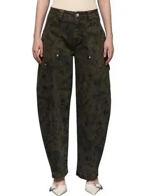 Avec Les Filles High-waist Barrel Jeans - Flower Camo