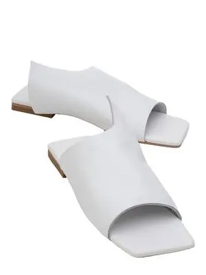 FOREVER & ALWAYS SHOES Leather Slide Sandal - White Leather