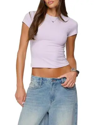 EDIKTED Cap Sleeve T-shirt - Lilac