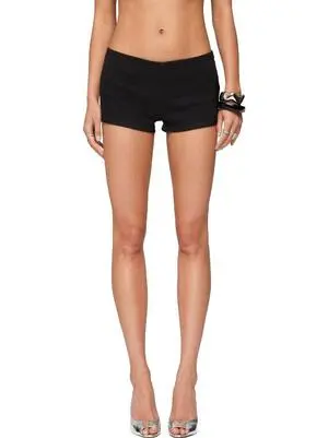EDIKTED Dinah Low Rise Denim Micro Shorts - Black