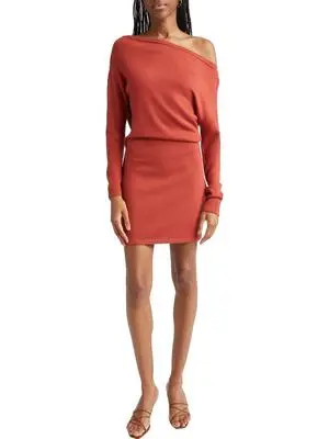 Ramy Brook Chance One-shoulder Wool Minidress - Red Amber