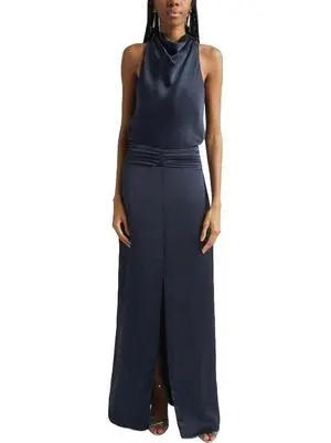 Ramy Brook Charmayne Sleeveless Satin Gown - Navy